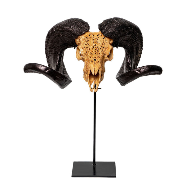 Hand Carved Ram Skull - Black Boho – Skull Bliss